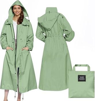 LAMA Interi&oslash;r Manteau imperm&eacute;able long &eacute;l&eacute;gant, poncho de pluie unisexe avec poche &agrave; rabat pour adultes, veste de pluie, v&ecirc;tements de protection contre la pluie, Ve