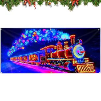 Generic Garagenabdeckung f&uuml;r Weihnachten, wasserdicht, LED-Licht, gro&szlig;e Dekoration, Banner f&uuml;r Garagentor, f&uuml;r Haus, Party, Hof, Wand