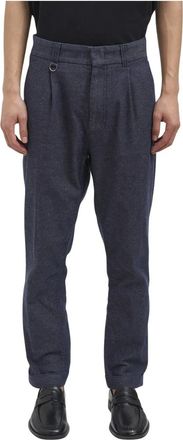 Paolo Pecora Homme, Pantalons, Bleu, Taille: S Pantalon en Coton et Lin