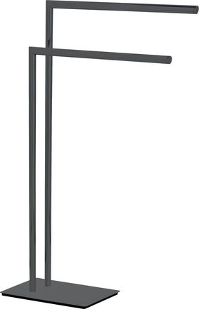 WENKO Handtuchständer Mod. Recco, freistehender Handtuchhalter mit 2 Armen, standfeste Bodenplatte, massiver Stahl, 48 x 80,5 x 20 cm, Schwarz