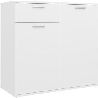 vidaXL Vidaxl - Buffet blanc 80x36x75 cm - Meuble de rangement en agglom&eacute;r&eacute; - 2 portes et 1 tiroir - Design minimaliste pour int&eacute;rieur moderne