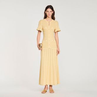 Sandro Langes Strickkleid mit Strassbesatz