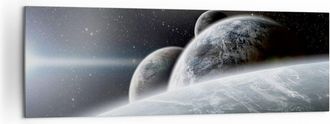 Arttor Panorama Bilder auf Leinwand 160x50cm Leinwandbild Planeten Kosmos Sterne Groß XXL Wanddeko Bild Schlafzimmer Küche Wandbilder Dekoration Wohnzimmer W