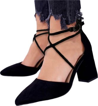 Minetom Damen Blockabsatz Pumps Riemchen Damenschuhe Frühjahr Business Plateau Ballerinas Schuhe Mit Absatz Sommer Spitzenschuhe Geschlossene Bequeme Niedrig 