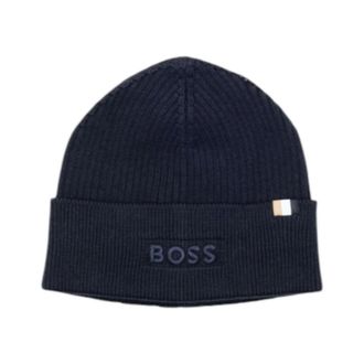 HUGO BOSS Homme, Accessoires, Bleu, Taille: ONE Size Bonnet en coton et laine m&eacute;lang&eacute;e lavable &agrave; la main