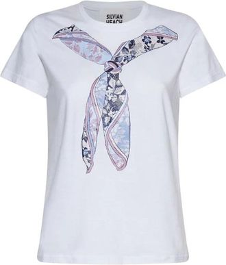 Silvian Heach Femme, Tops, Blanc, Taille: 36 FR T-shirt &agrave; imprim&eacute; foulard