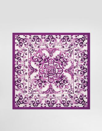 Dolce & Gabbana Majolica-print Silk Twill Foulard - Frau Schals Und T&uuml;cher Multicolor Seide Onesize