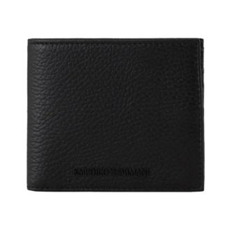 Emporio Armani Homme, Accessoires, Noir, Taille: ONE Size Portefeuille bi-fold en cuir foulonn&eacute;