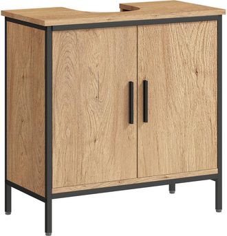 HOMCOM Meuble sous lavabo - HOMCOM - avec 2 portes et &eacute;tag&egrave;re r&eacute;glable - style moderne - 60 x 30 x 60 cm - ch&ecirc;ne