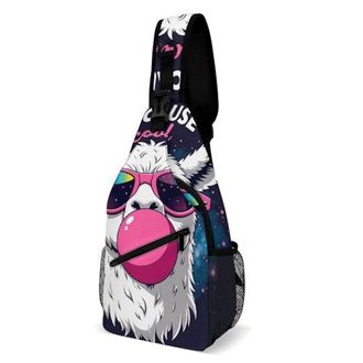Generic Sacoche Port&eacute; &eacute;paule Alpaga Lama de dessin anim&eacute; L&eacute;ger Sacs &agrave; Bandouli&egrave;re Multifonction Sac &agrave; Dos De Voyage pour Homme Femme Camping
