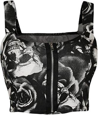 WearAll Bustier Imprimé Aztèque Tribal Top - Hauts - Femme - Crâne Roses - 40-42