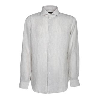 Dell'Oglio Homme, Chemises, Beige, Taille: XL Chemise en Lin Beige Style D&eacute;contract&eacute;