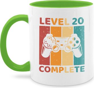 Shirtracer Tasse Tassen 325ml - 20. Geburtstag - Level 20 Complete - Zwanzig Freigeschalten Unlocked Completed - Zocker Gamer - 325 ml - Hellgrün - geschenk zum 