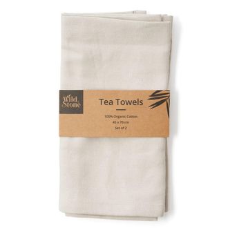 Wild & Stone | 2 K&uuml;chent&uuml;cher aus Bio-Baumwolle | Fischgr&auml;tengewebe (Ecru/Beige)