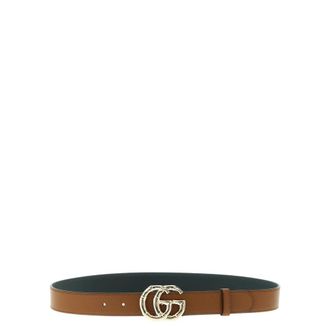 Gucci GG Marmont Hammered Lederg&uuml;rtel - - Accessories - Damen - Braun - 80 CM