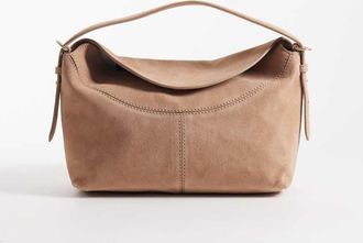 Accessorize Sac port&eacute; &eacute;paule en daim &agrave; rabat l&eacute;ger - Beige-Neutre