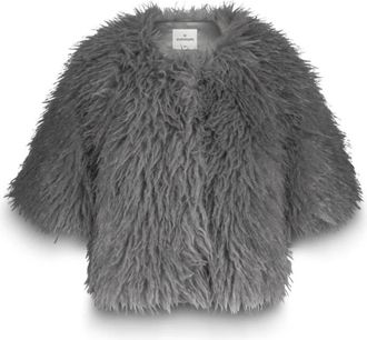 Summum Femme, Vestes, Gris, Taille: 40 FR Veste Fausse Fourrure Gris Clair Gilet