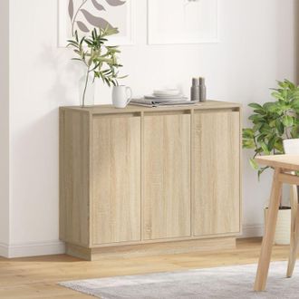 vidaXL Buffet LED Ch&ecirc;ne Sonoma 90x32x75 cm en bois ding&eacute;nierie vidaXL