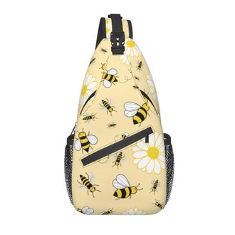 AOOEDM Lustiger Bienen-Sonnenblumen-Sling-Rucksack, niedliche Biene, Umhängetasche, Büro, Arbeit, Reisen, Wandern, Tagesrucksack für Damen und Herren