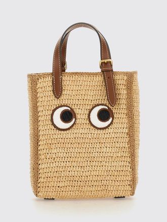 Anya Hindmarch Mini sac &agrave; main Eyes en raphia avec imprim&eacute; graphique et double anse