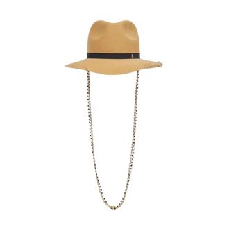 Maison Michel Kamelwollhut mit goldenen und schwarzen Ketten - - Accessories - Herren - Beige - S