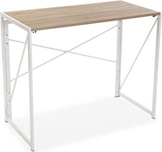 VERSA Jack Schreibtisch für den Computer, Arbeitstisch Kompakter Tisch Büro, Klappbar, Maßnahmen (H x L x B) 74 x 45 x 90 cm, Holz und Metall, Farbe: Weiß