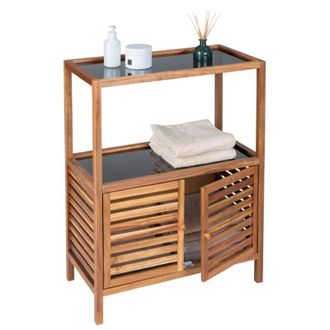 WENKO Badezimmerregal mit Schrank aus Akazienholz fondi, h. 86 cm