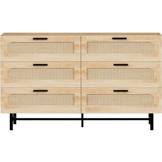 Habitat et Jardin Commode en bois et cannage Harrison - 120 x 40 x 75 cm - Beige