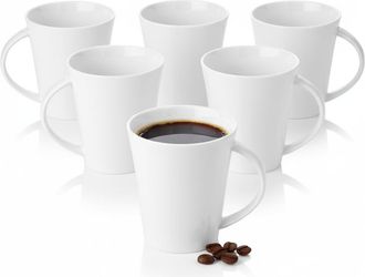 Wilmax England Wilmax - Teetassen & Kaffeetassen - 6er Set - 380ml - Kaffeebecher Porzellan - Becherset - Tasse f&uuml;r Tee, Kaffee, Cappuccino - Porzellantassen mit Gri