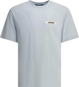 Jacquemus Homme, Tops, Bleu, Taille: 2XL Logo Patch T-Shirt
