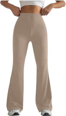 Generic 2025 Legging taille haute pour femme - Pantalon &eacute;vas&eacute; r&eacute;gulier et fixe - Pantalon de yoga actif &agrave; paillettes, kaki, XXL