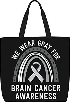 Generic Sac Fourre-Tout En Mai, Nous Portons Du Gris Arc-En-Ciel, Mois De Sensibilisation Au Cancer Du Cerveau Sac Femme Plage Pliable Sacs En Toile Pour Femm