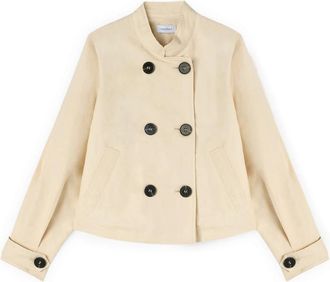 Motivi Femme, Vestes, Beige, Taille: 44 FR Veste crois&eacute;e en lin m&eacute;lang&eacute;