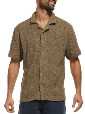 Indicode Herren INRaney Kurzarm-Hemd aus Baumwoll-Boucle | Herrenhemd M&auml;nnerhemd Covert Green, M