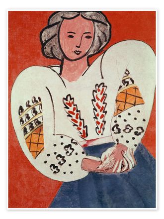 Posterlounge Die rum&auml;nische Bluse, 1940 Poster von Henri Matisse 50 x 70 cm Orange Wandbilder Wanddeko