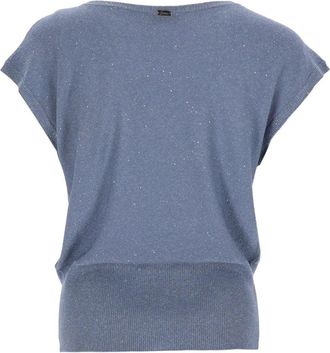 Herno Sequined Viscose T-Shirt - Blue