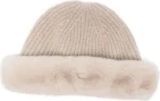 Yves Salomon Femme, Accessoires, Beige, Taille: ONE Size Bonnet 18x25cm