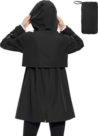 Baleaf Veste dextérieur imperméable pour femme - Manteau de pluie long léger à capuche - Veste de cyclisme pour femme - Veste fonctionnelle coupe-vent respir