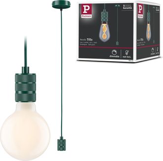 Paulmann 78433 Pendelleuchte Neordic Pendelleuchte Tilla ohne Leuchtmittel max. 60 Watt H&auml;ngeleuchte Gr&uuml;n Metall E27