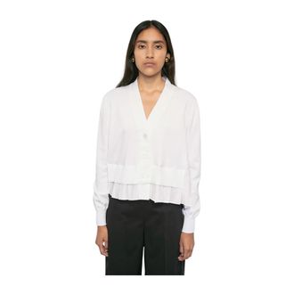 Meimeij Strickjacke mit Plissee am R&uuml;cken - - Knitwear - Damen - Wei&szlig; - S