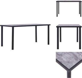 vidaXL Esstisch Schwarz und Betongrau 160 x 80 x 75 cm mdf - Esstisch - Holzoptik - Schwarz - Grau - mdf