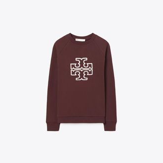 Tory Burch Rundhalstop aus Merinofrottee mit Raglan&auml;rmeln und Logo