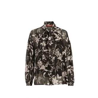 Max Mara Chemisier imprim&eacute; col lavalli&egrave;re en soie