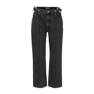 J.W.Anderson Schwarze Cropped-Jeans mit Kettendetail - - Jeans - Damen - Schwarzk - M