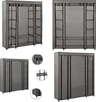 vidaXL Vidaxl - Stoffschrank mit Fächern Kleiderstangen Grau 150x45x176cm - Kleiderschrank - Stoffschrank - Garderobe - Aufbewahrungsschrank