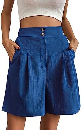 Generic Short ample et léger en coton et lin pour femme - Short dété pour la plage et le yoga - Short décontracté sur mesure - Bermuda plissé à jambe large av