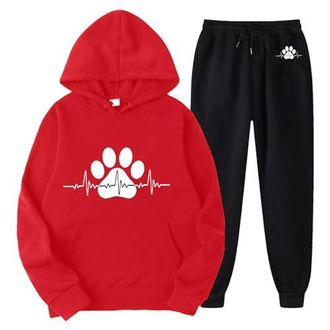 Generic Surv&ecirc;tement 2 pi&egrave;ces assorti &agrave; manches longues pour femme pour la Saint-Valentin 2026, Rouge, XL