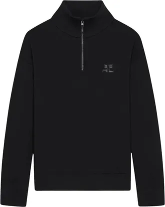 Courr&egrave;ges Femme, Sweatshirts et sweats &agrave; capuche, Noir, Taille: 38 FR Pull col montant zipp&eacute;