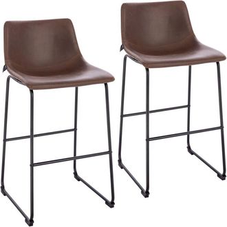 SVITA JOHN Set de 2 tabourets de bar en similicuir avec dossier en marron