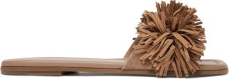 INUIKII Pantoletten Inuikii Fringes Flower 1014.003.0031.250 Dunkelbeige